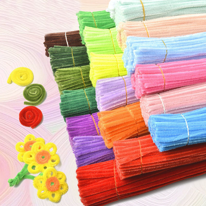 100pcs Colorful Dense fuzzy wire pipe cleaner craft flower Chenille ...