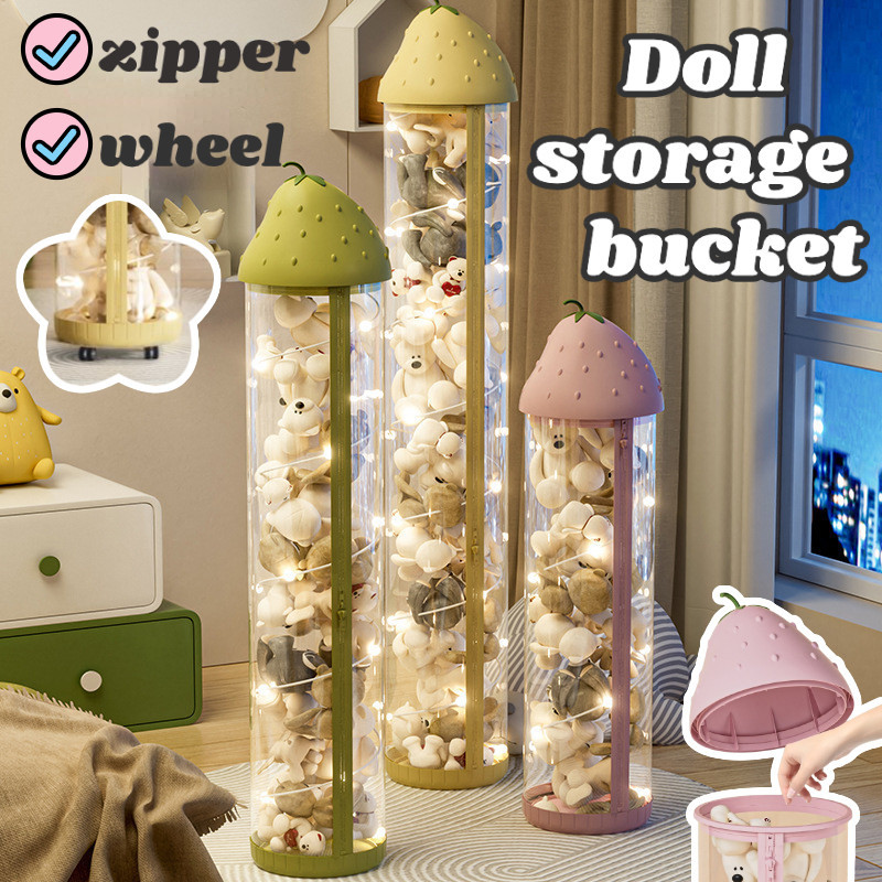 Doll Storage Bucket Plush Toys Organizer Toy Box with Zipper ...