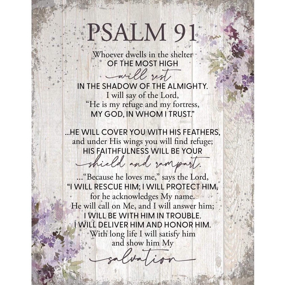 Canvas Print Psalm 91 Canvas Painting Wall Decor Inspiring Quote Classy ...