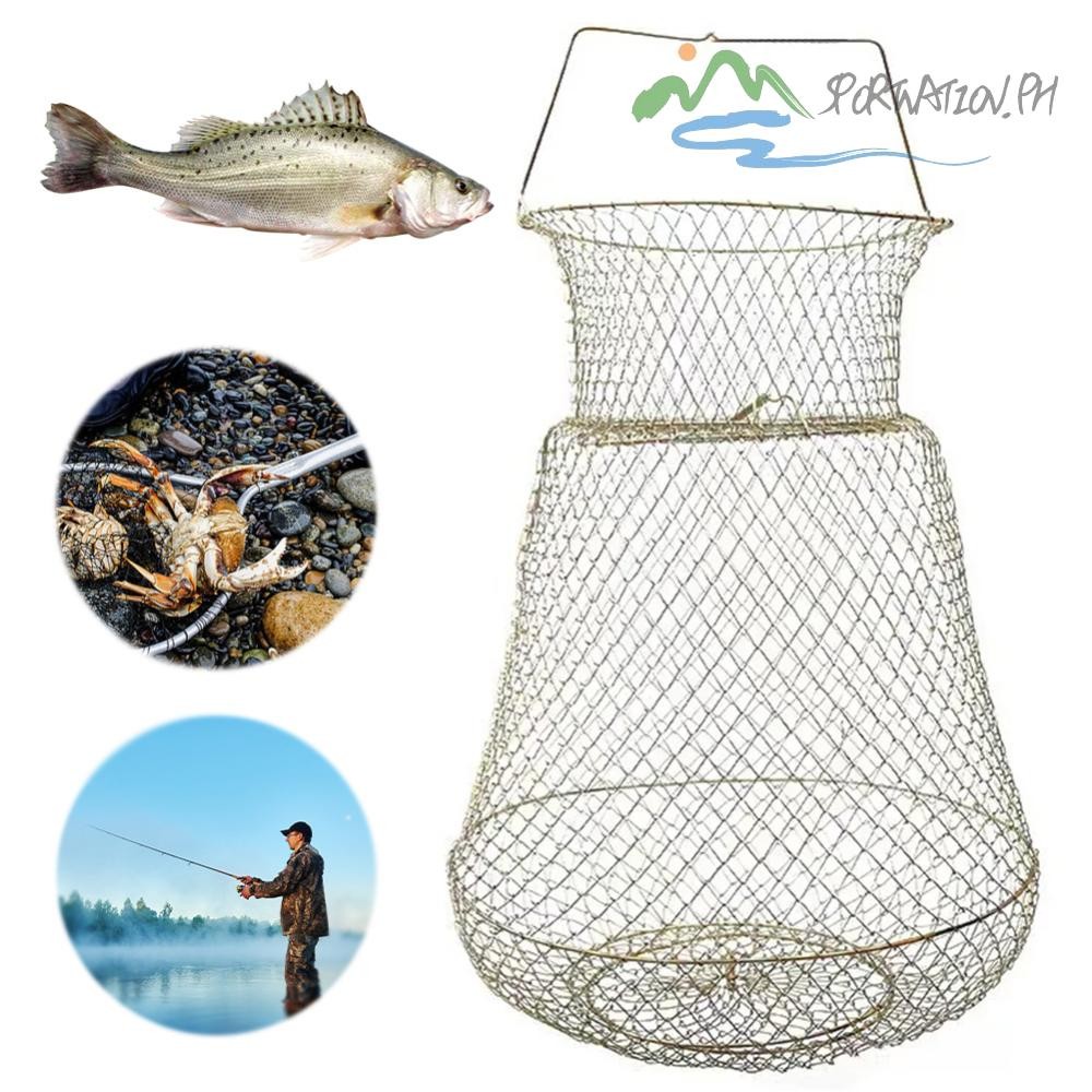 Galvanized Steel Wire Fish Basket Fish Crab Crawfish Basket Collapsible ...