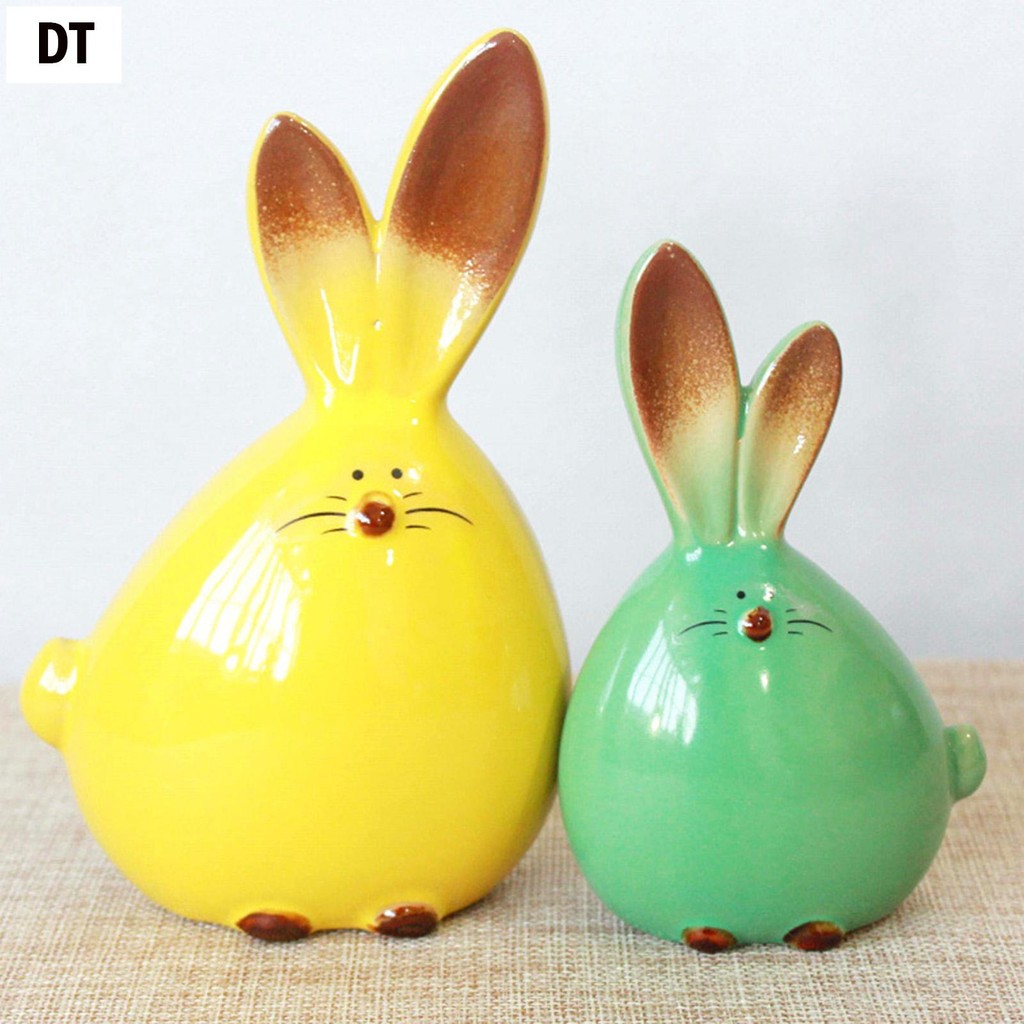 Easter Ceramic Bunny Sculpture with Vivid and Lifelike Face Refreshing ...
