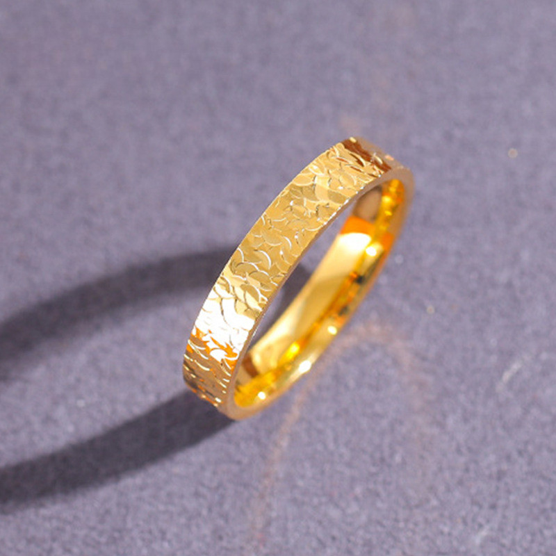 2025 New Style Crushed Ice Ice Ice Ring Vacuum Gold-Plated Couple Ring ...
