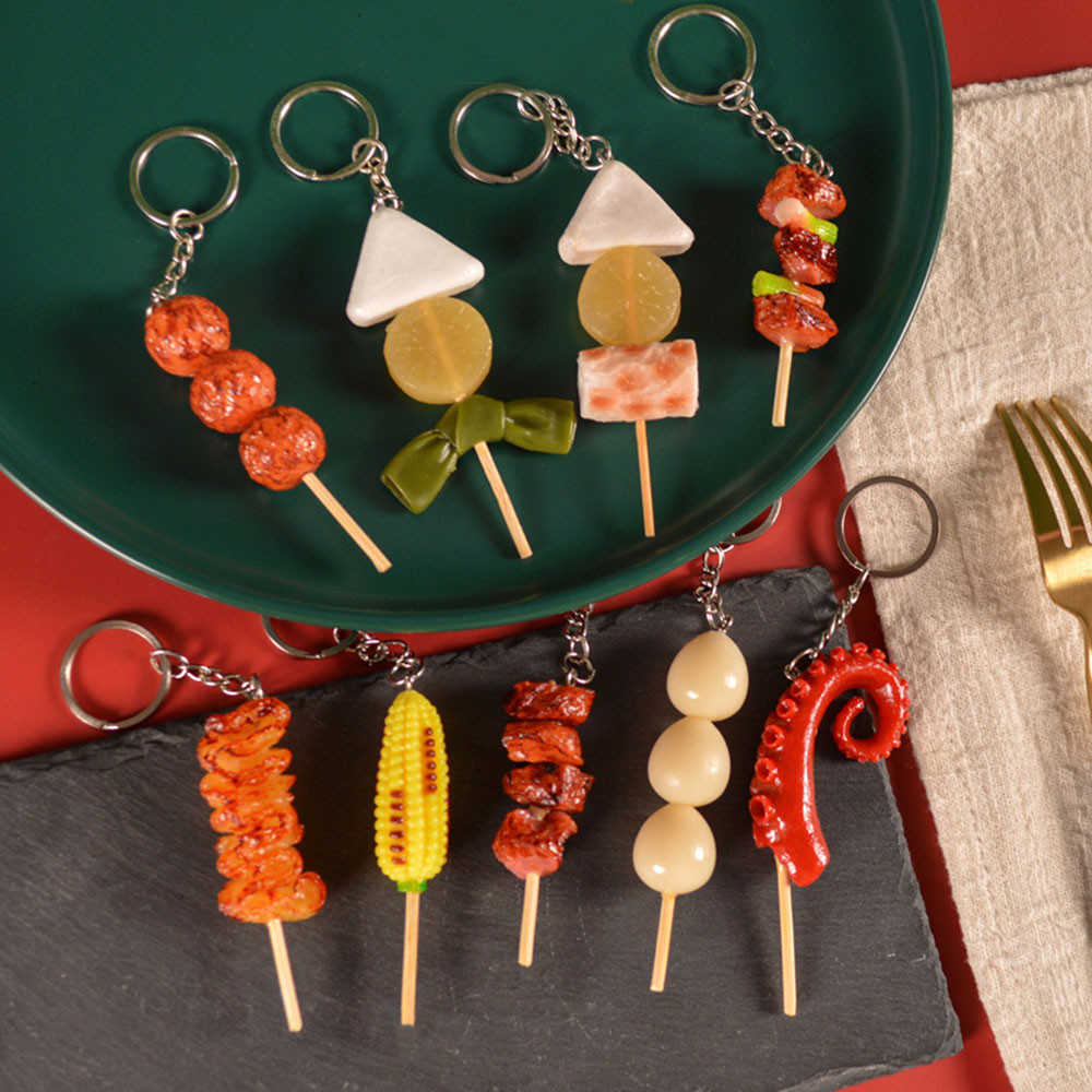 Creative Simulation Kebab Keychains Fashion BBQ Food Keyrings Friend ...