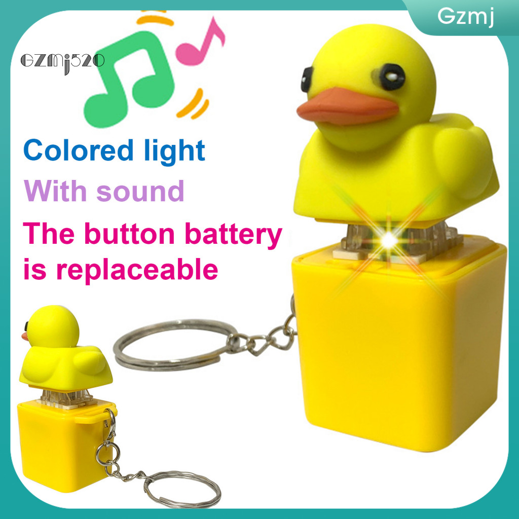 Gzjjx Duck Fidget Keyboard Duck Keycap Toy Quacking Duck Keychain with Sound Light Stress Relief ...