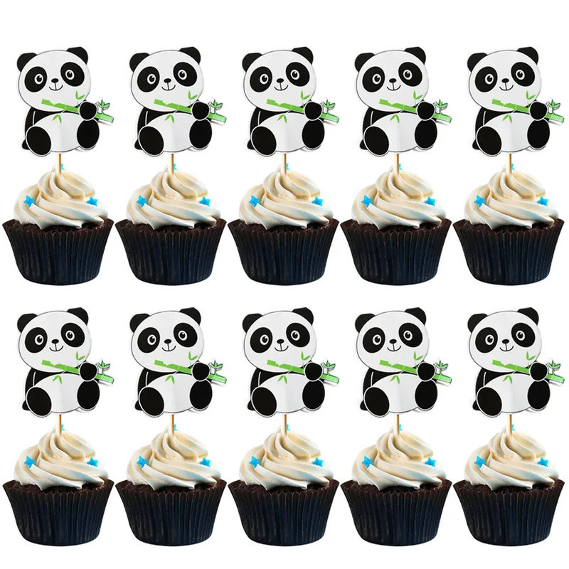 Panda Cupcake Toppers Picks Cute Animal Panda Bear Cake Decoration Baby ...