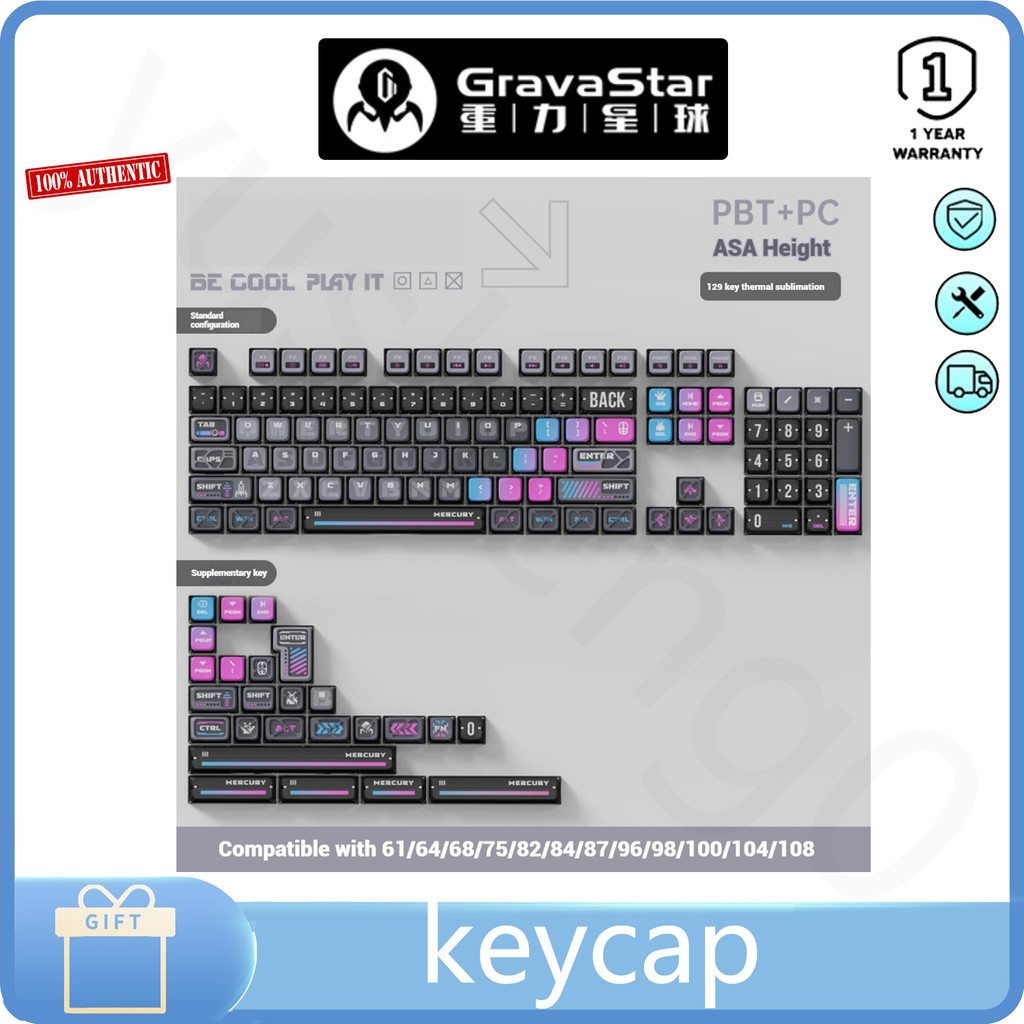 Gravastar keycap Four side transparent custom PBT pudding key cap 129 ...