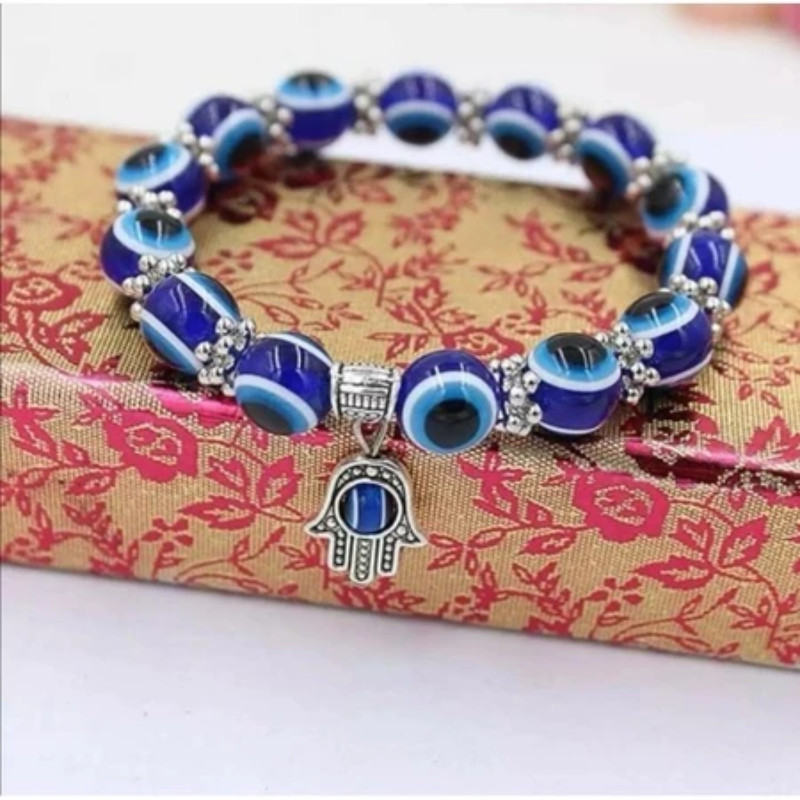 Evil Eye Blue Hand of Fatima Turkish Lucky Evil Eye Charm Bracelet for ...
