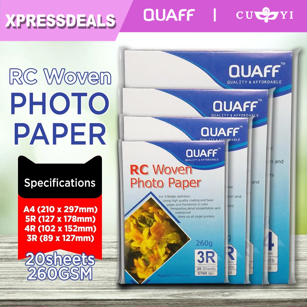 Quaff RC Woven Photo Paper 260gsm Resin Coated Stationary School ...