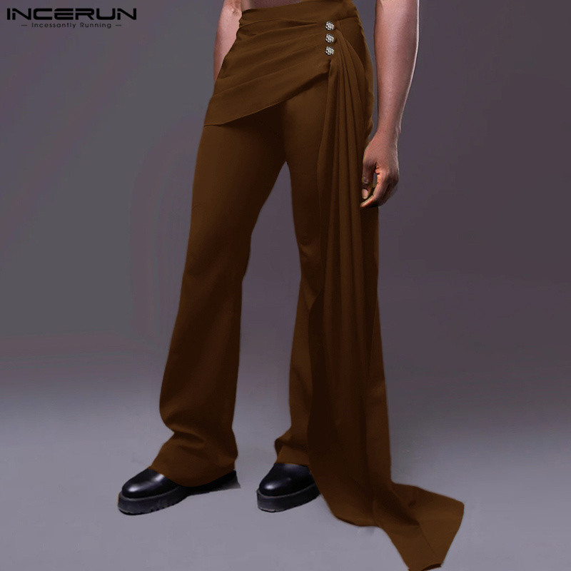 INCERUN Men Vintage Personality Fake Two-Piece Design Fluttering Straps ...