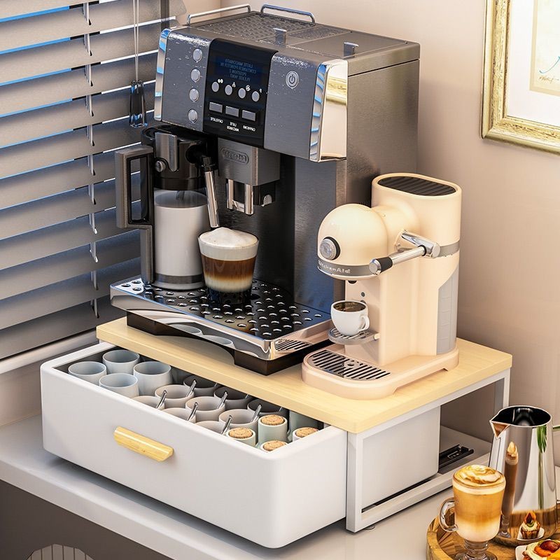 Kitchen Rack Coffee Machine Base with Drawer Coffee Tea Bag Organizer ...