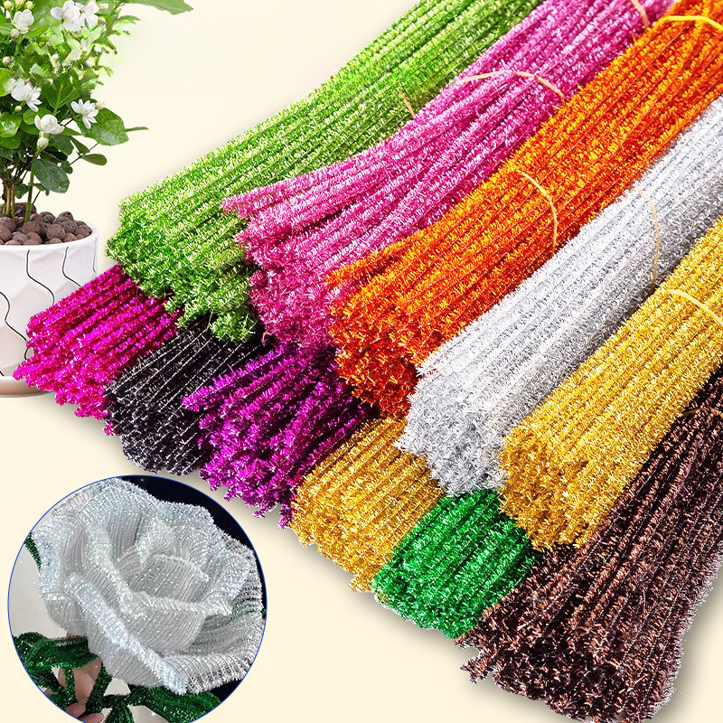 100Pcs Glitter Chenille Twisting Sticks Rod Stems Wire Twist Sticks ...