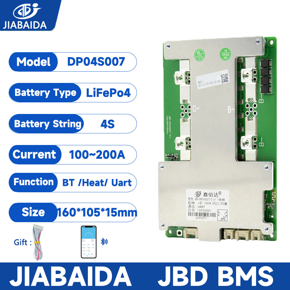 JBD Smart BMS 4S 12V 100A 150A 200A Lifepo4 BMS Built-in Bluetooth ...