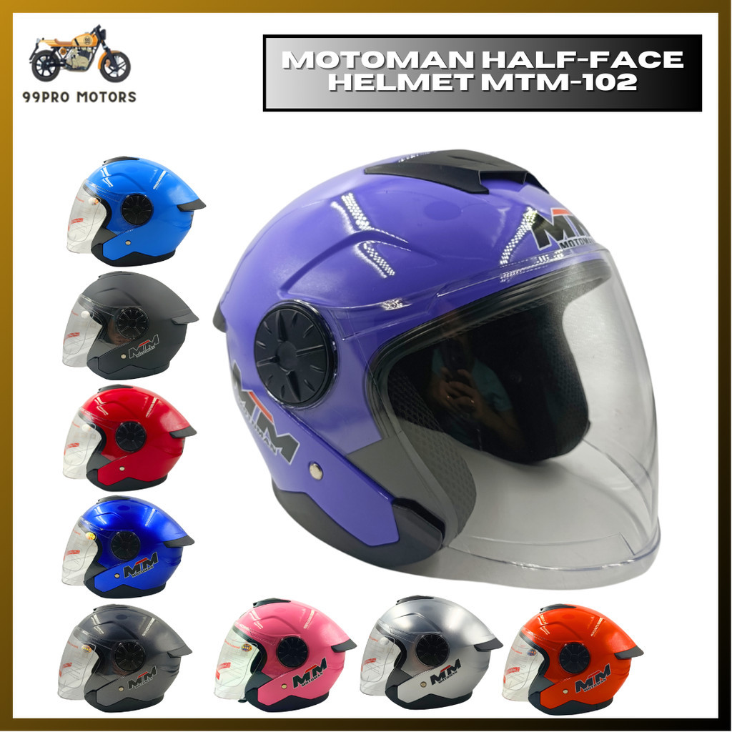 MOTOMAN HALF FACE HELMET MTM-102 MOTORCYCLE PROTECTIVE GEARS 99PRO MOTOR | Shopee Philippines