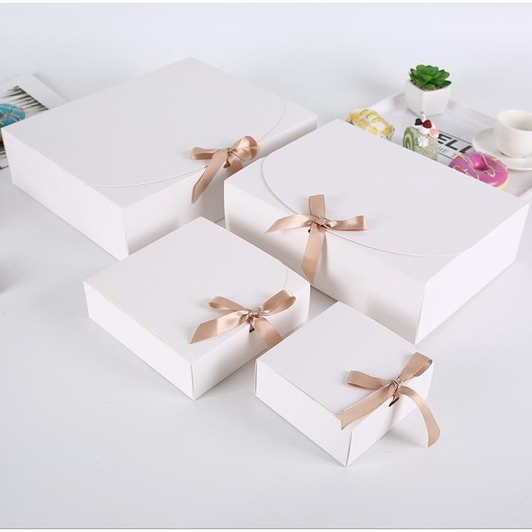 5 Color Flipped cowhide white cardboard Western pastry gift box, bow ...