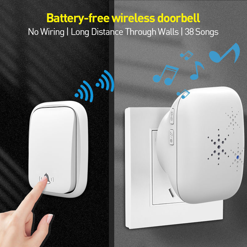 Wireless Intelligent Doorbell Self-Powered Doorbell No Battery Button ...
