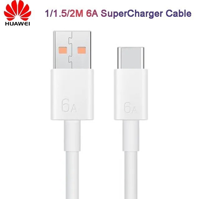 Huawei 6A Cable Super Fast Charging Cord 1/1.5/2M USB Type C Line For ...