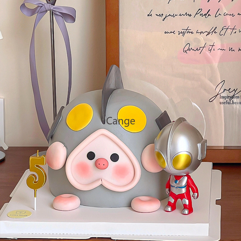 Lulu Pig Ultraman Egg Cartoon Cute Children's Cake Boy's Birthday Lulu ...