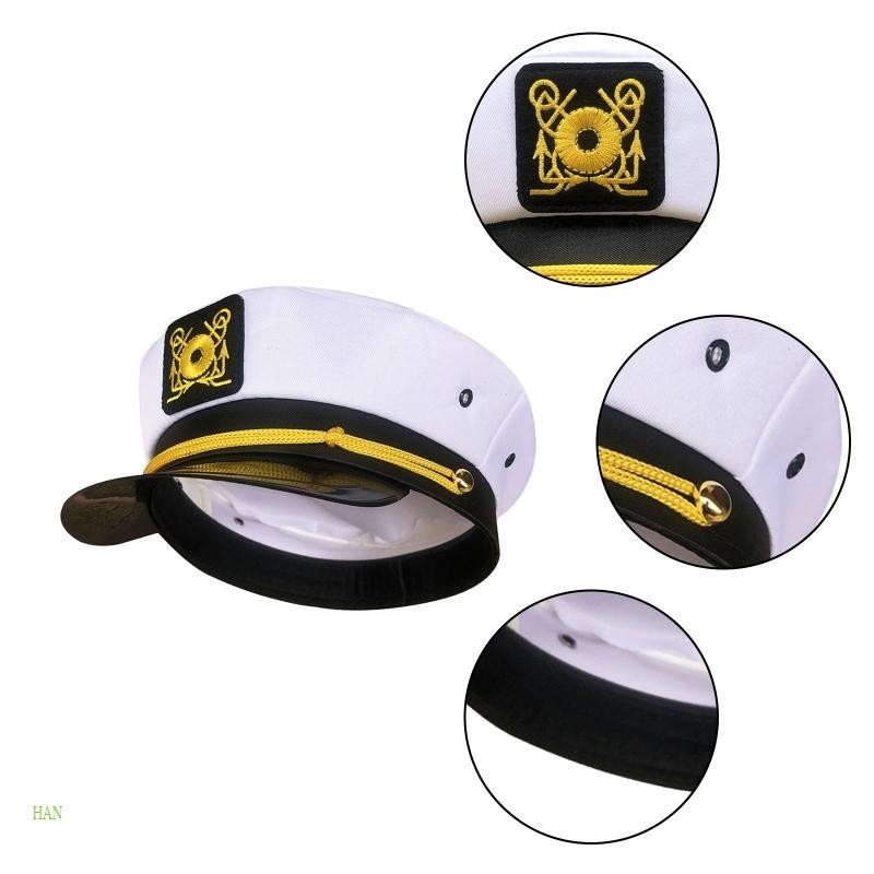 HAN Embroidered Military Hats Yacht Boat Skipper Ship Sailor Captain ...