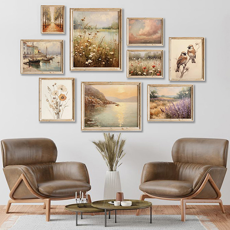 French Country Landscape Posters Vintage Farmhouse Art Print Colorful ...
