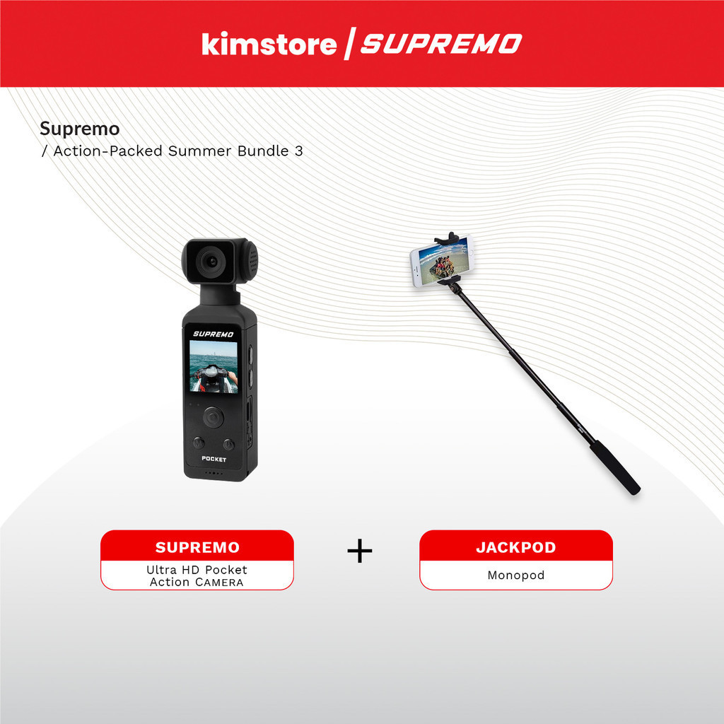 BUNDLE: Supremo Ultra HD Pocket Action Camera + JACKPOD Monopod - Black ...