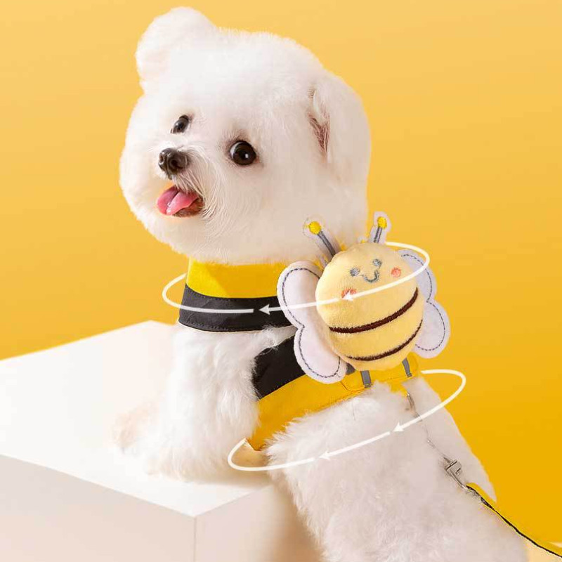 Cute Little Bee Chest Back Dog Vest Style Traction Rope Outdoor Cat ...