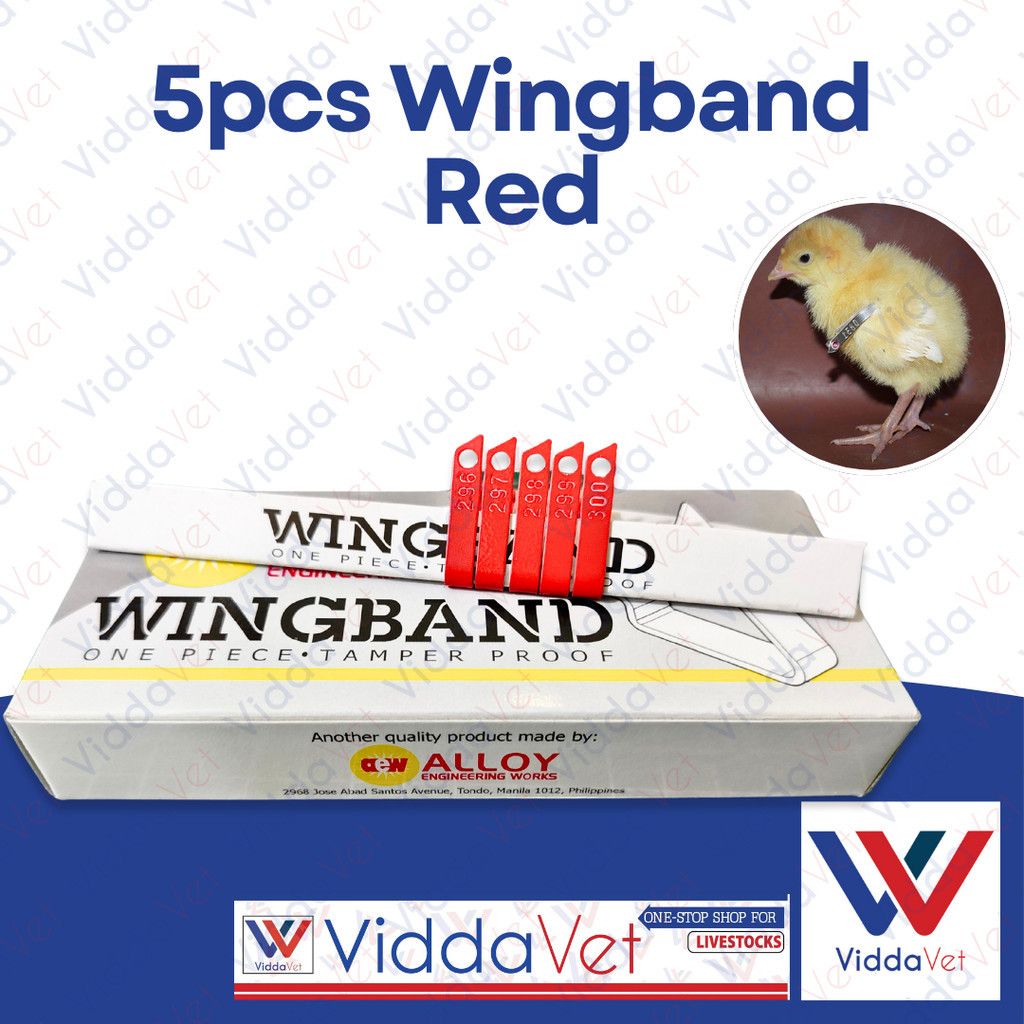 Viddavet 5pcs Wingband Red 5pcs Wingband Red Kit for gamefowl random ...
