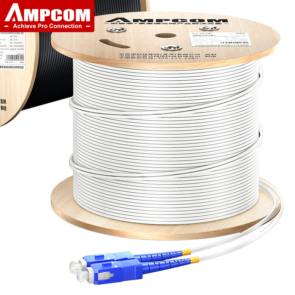 AMPCOM Pre-terminated Fiber Optic Cable Bow Type Drop Cable,for Indoor ...