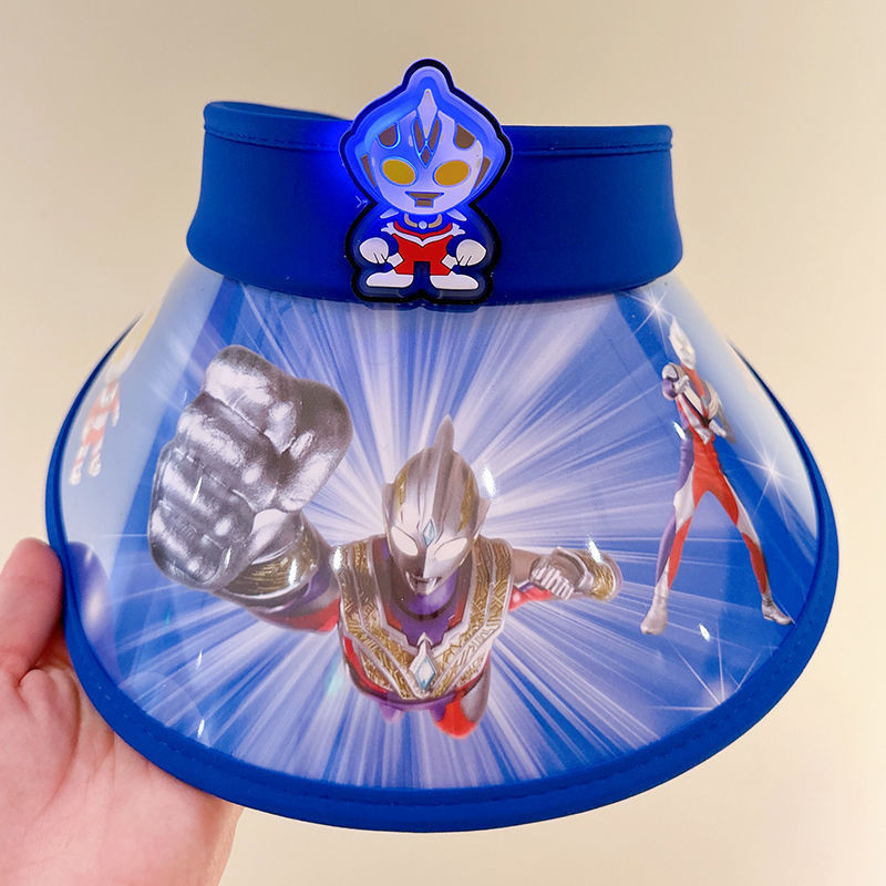 Straw Straw's sun hat cartoon Ultraman big brim boy c Children's sun ...