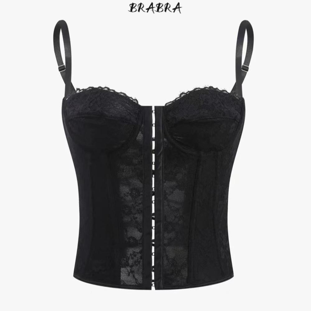 BRB Summer Casual Top, Lace Solid Color Sexy Fish Bone Corset ...