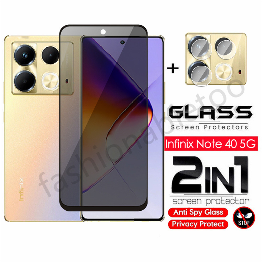 2 in 1 Anti-spy Tempered Glass Protective Film For Infinix Note 40 Pro ...