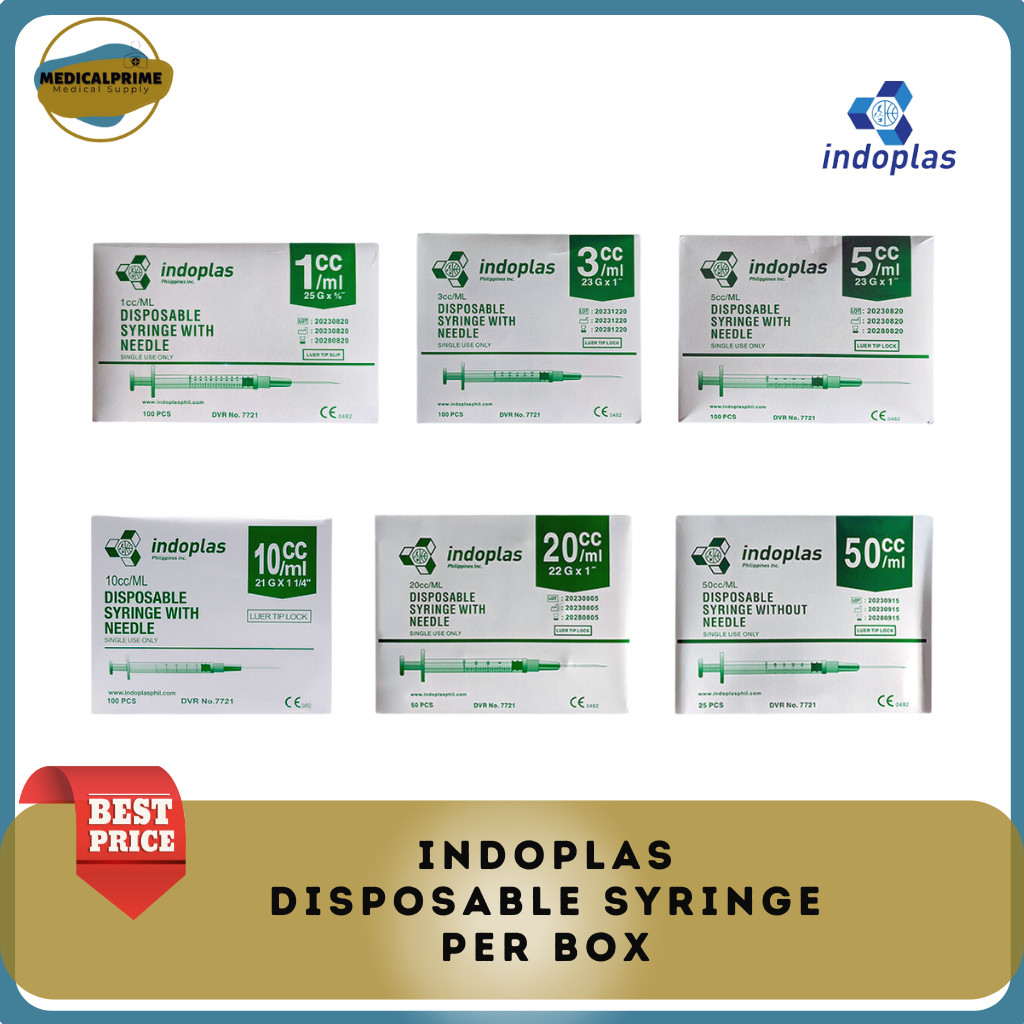 Indoplas Syringe (1cc, 3cc, 5cc, 20cc) Sold per Box | Shopee Philippines