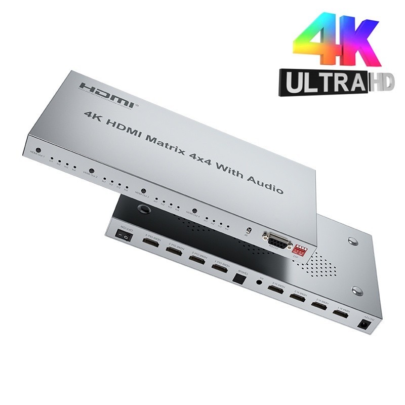 RQ`4x4 HDMI Matrix with Toslink&Stereo Audio out 4K HDMI Matrix ...