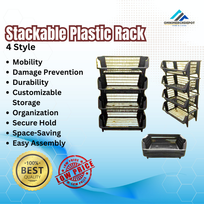 Stackable Plastic Rack Black #8130 Estante Plastic Shelving Unit ...