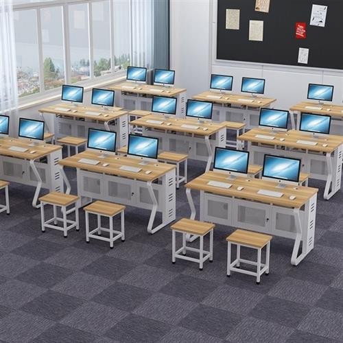 School Computer Room Desk and Chair Multimedia Classroom Computer Desk ...