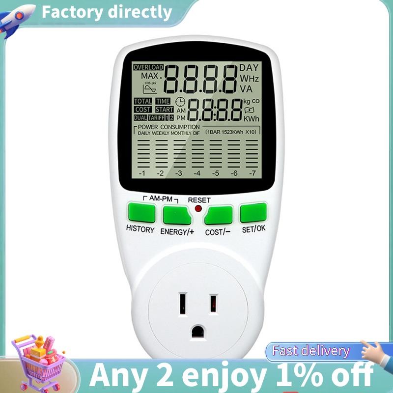LU-Digital LCD Energy Meter Wattmeter Wattage Electricity Kwh Power ...