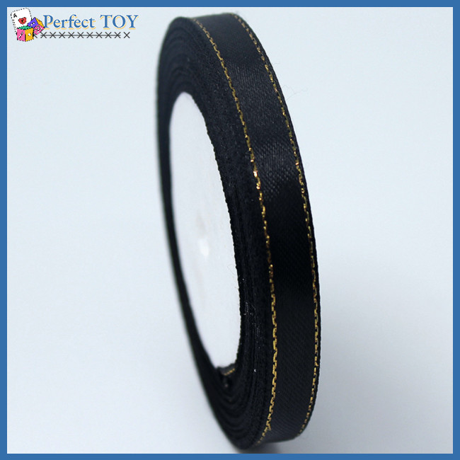 Perfect 1cm Wide Polyester Grosgrain Ribbon Gold Edge Spool Ribbon For ...