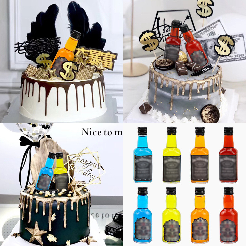 Ornament Beer Wine Bottle Cake Topper Whiskey Dessert DIY Baking for ...