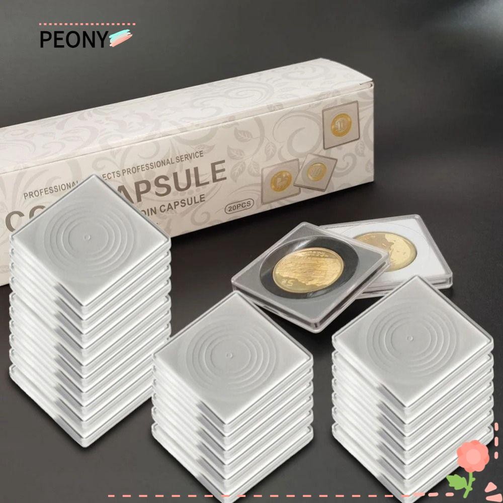 PEONY 20pcs/pack Medal Collection , Storage Box Adjustable Coin Capsule ...