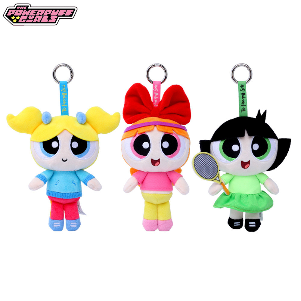 Anime The Powerpuff Girls Sport Series Plush Keychain Blossom Bubbles ...