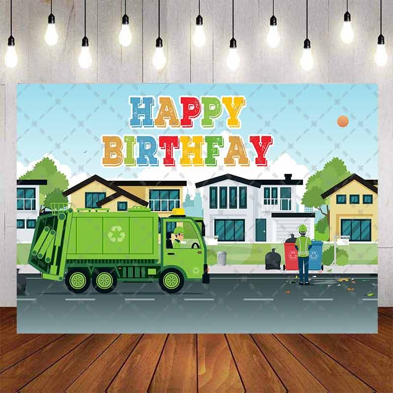 Garbage Truck Party Birthday Backdrop For Photography Baby Shower ...