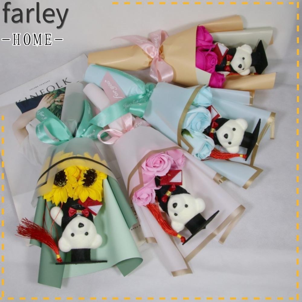 FARLEY Bear Bouquet, Sunflower Rose Sunflower Soap Flower, Chic Plush ...