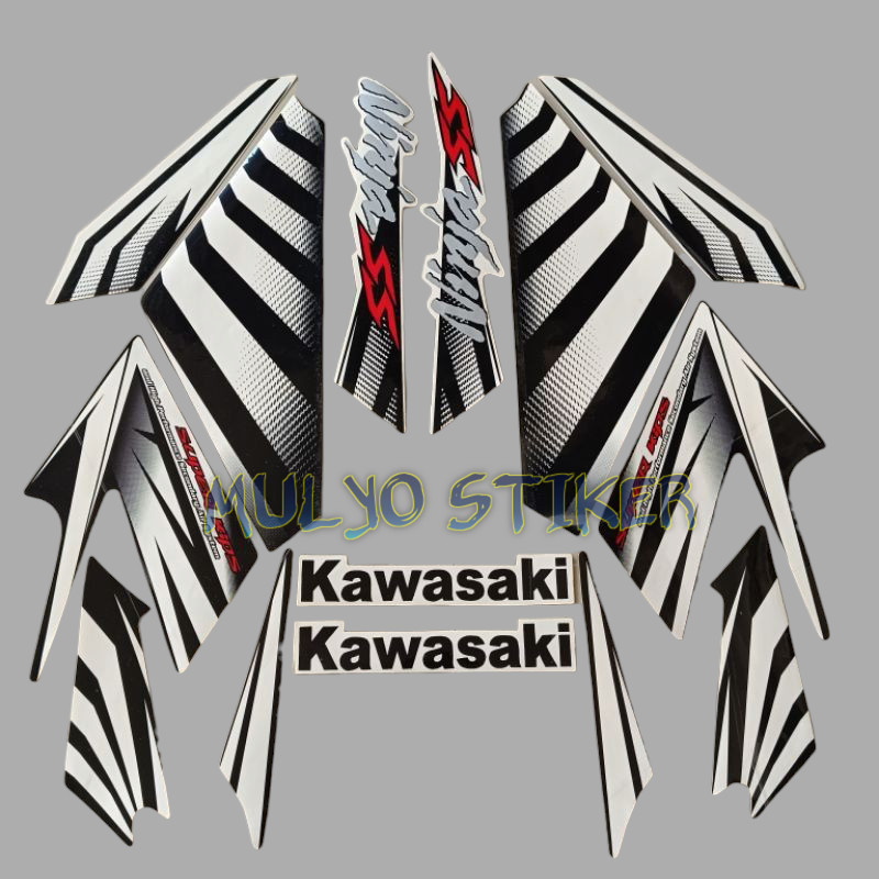 HITAM PUTIH Striping STICKER LIS LES POLET kawasaki ninja ss 2014 2015 ...