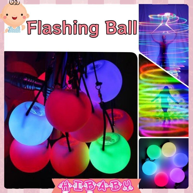 Poi Balls Swinging Flashing Ball Rainbow Glowing Throw Ball LED Multi ...