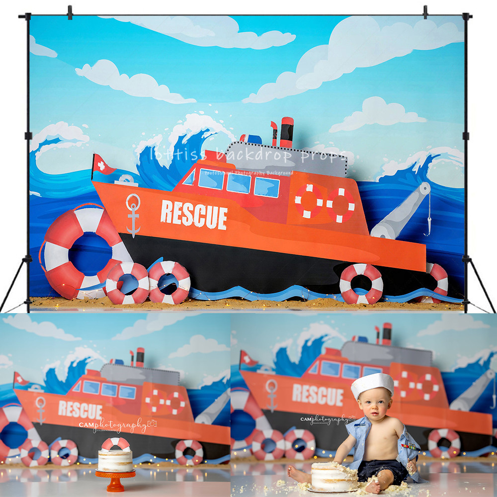 Coast Guard Rescue Backdrops kids Cake Smash Photography Child Baby ...