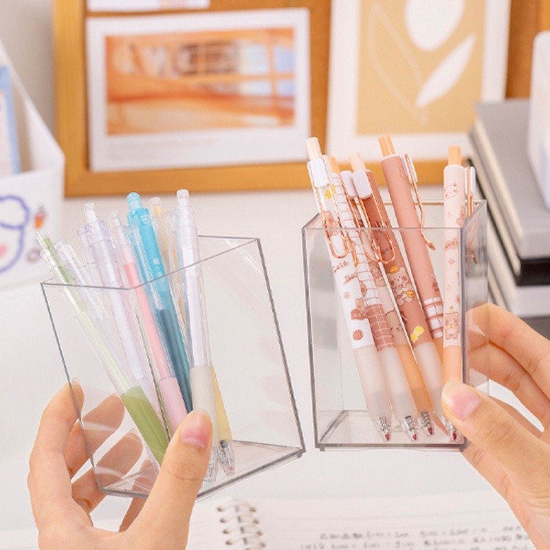 Pen Holder Clear Acrylic Minimalist Pencil Holder for Desk Pencil Cup ...
