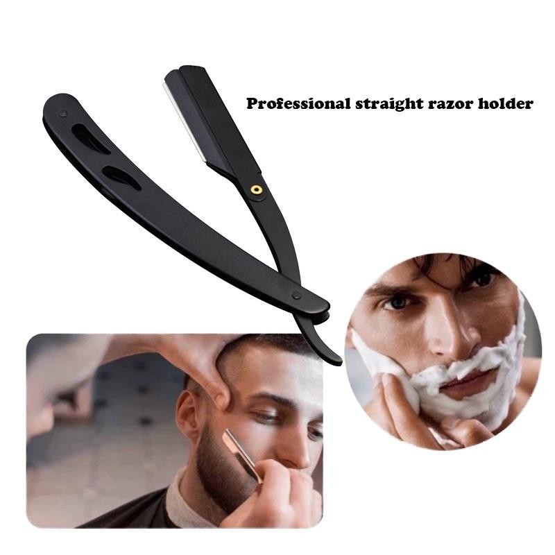Barber Blade Razor Manual Shaver Carboon Steel Salon Folding Sharp ...
