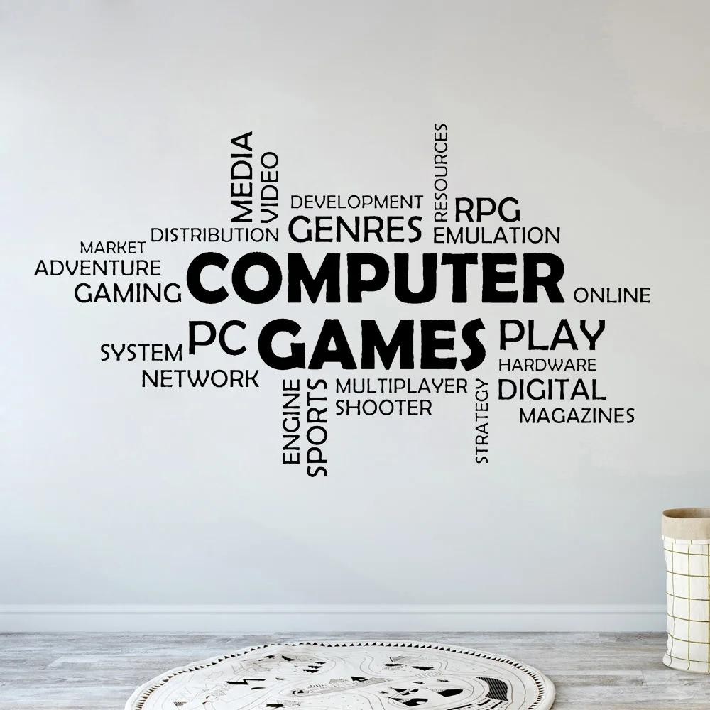 Boys Bedroom Decal Computer Games Word Cloud Vinyl Wall Stickers ...
