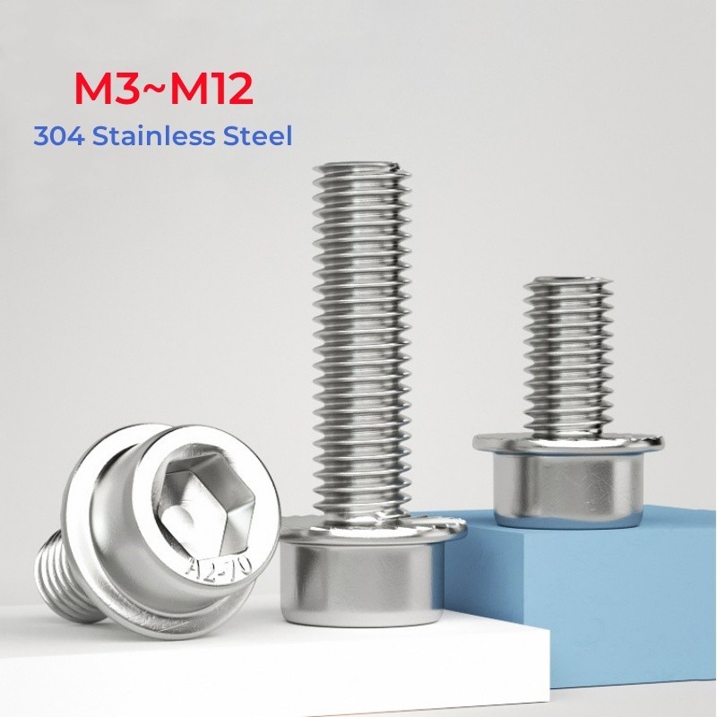 304 Stainless Steel Flange Socket Head Cap Screw M3 M4 M5 M6 M8 M10 M12 ...