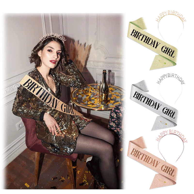 Birthday Crown and Sash for Women/Girls Birthday Queen Sash & Rhinestone Tiara Set Birthday ...