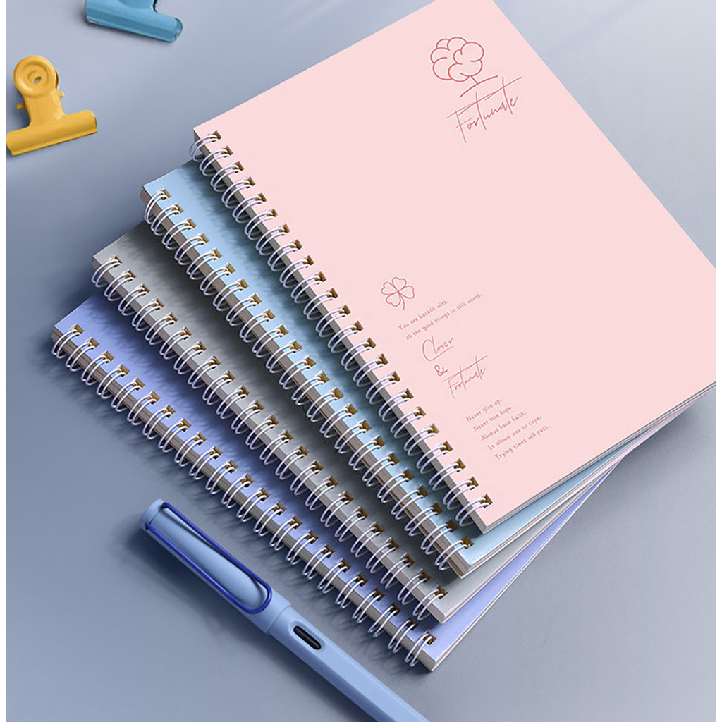 BK 4pcs A5 60 Sheets Double Coil Design Notebook Simple Art Style ...